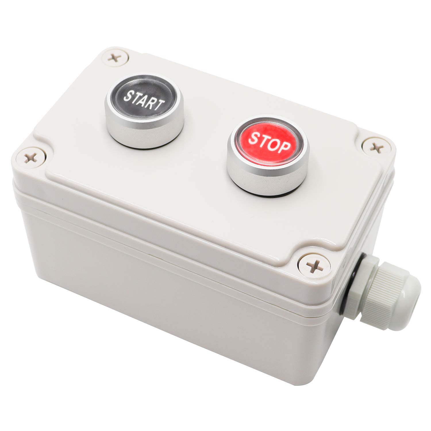 mxuteuk 1NC Stop, 1NO Start Red Black Sign Waterproof IP65 Momentary Push Button Switch 10A 600V ...