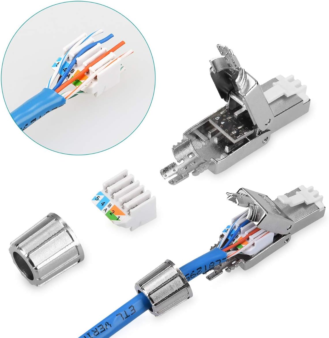kwmobile RJ45 Network Connector Pack – Set of 4 Cat6A RJ-45 Network ...