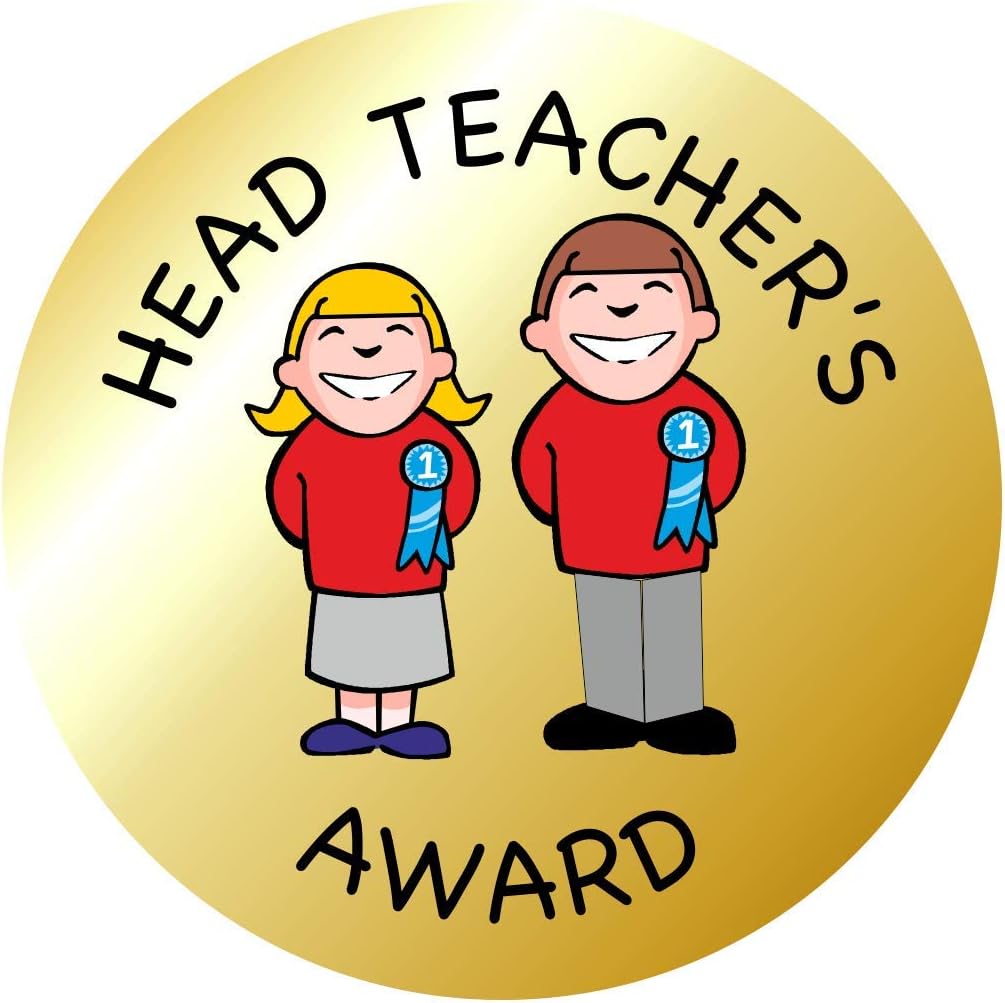 School Stickers Metallic Gold Head Teacher Award Stickers, 100199-AMZ ...