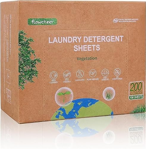 Flowcheer Laundry Detergent Sheets for Travel & home, 60 Loads (30 ...