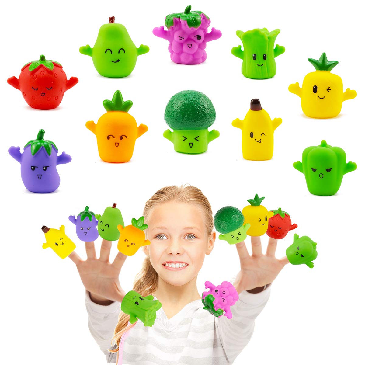 MIMIDOU 10 PCS Cute Fruit Finger Puppets Toys, a Very Good Educational ...