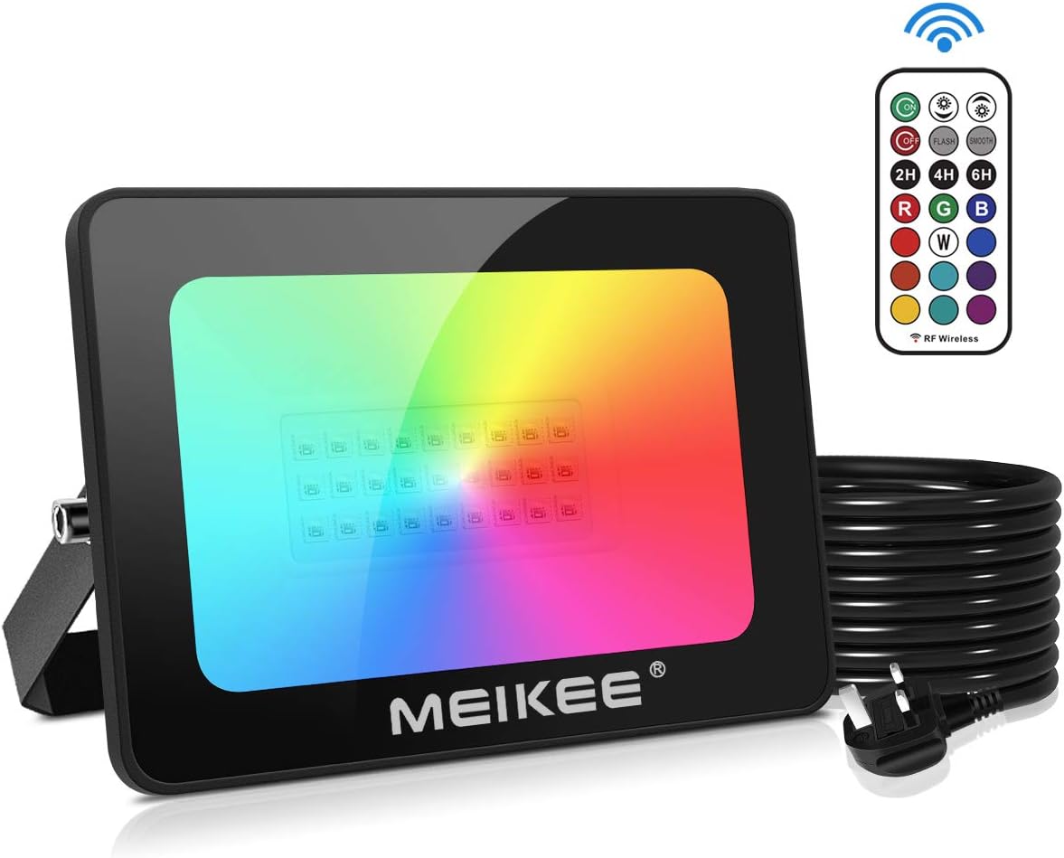 MEIKEE 25W RGB Led Floodlights Remote Control Christmas Lights IP66 ...