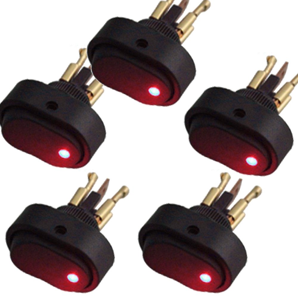 E Support™ 5 X 12V 30A Auto KFZ Motor Schalter Rot LED Licht EIN/AUS ...