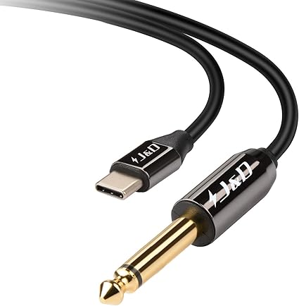 J&D USB-C to 6.35mm 1/4 inch TS Audio Cable, Gold Plated USB Type C to ...