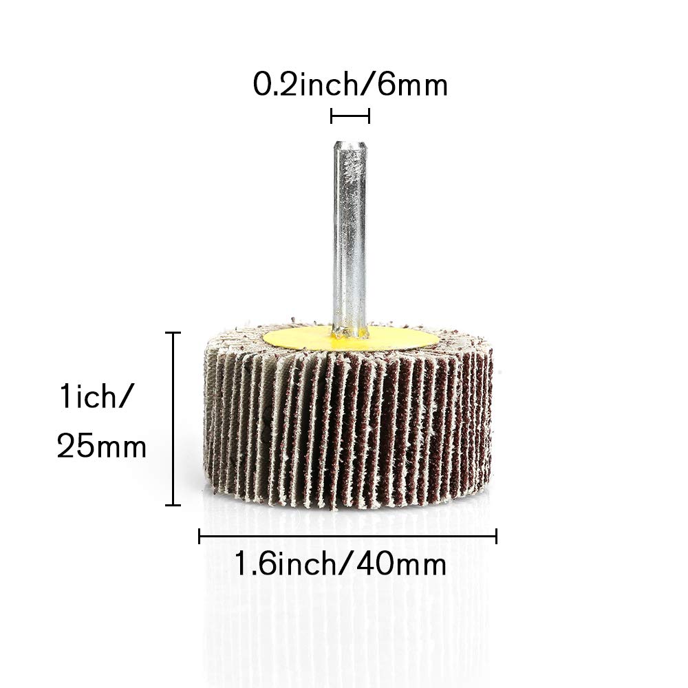20PCS Flap Wheels Set,1.6”X 1”X1/4”Sanding Sandpaper Flap Wheel Disc 40 ...