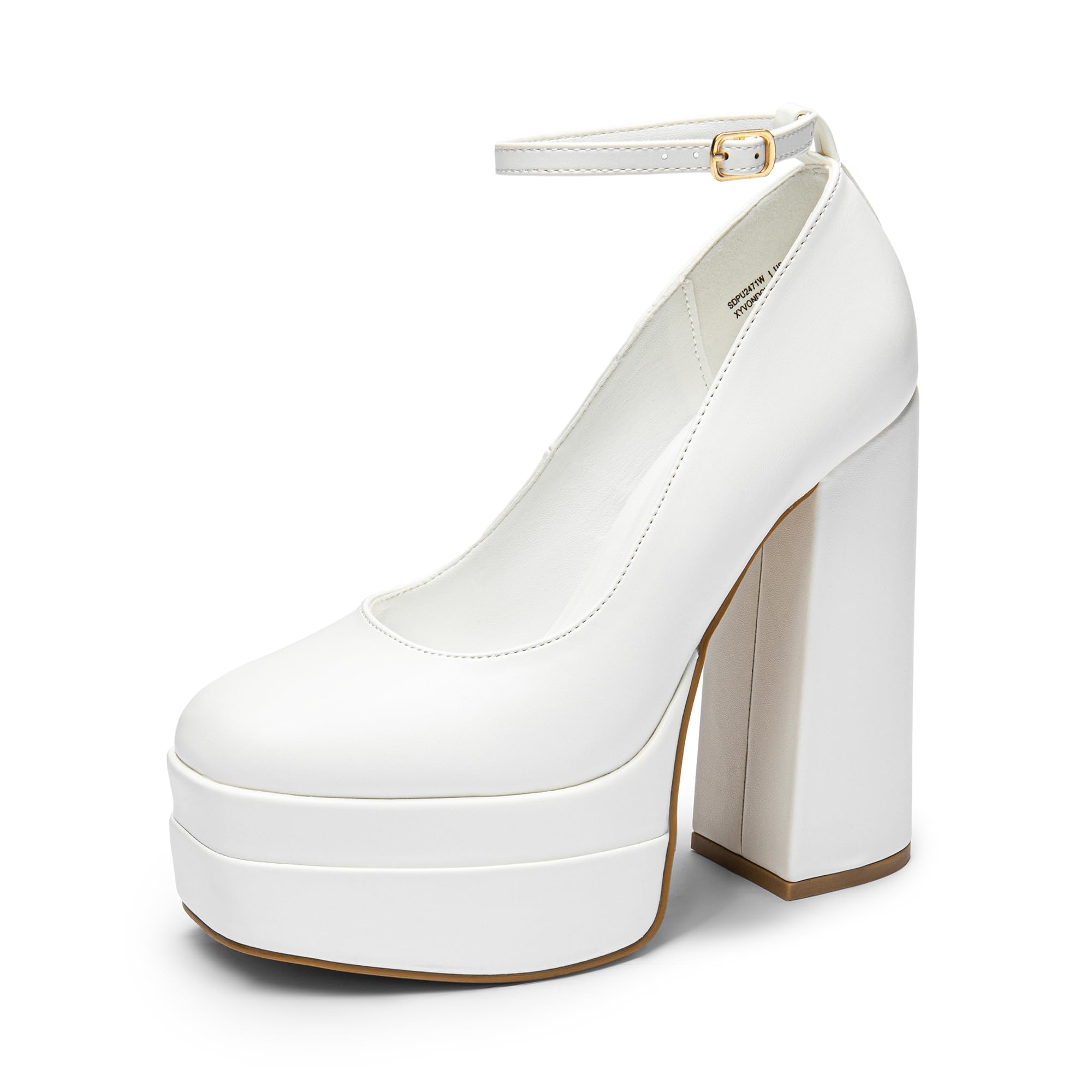 DREAM PAIRS Women's Platform High Heels Closed Toe Chunky Block Pumps ...