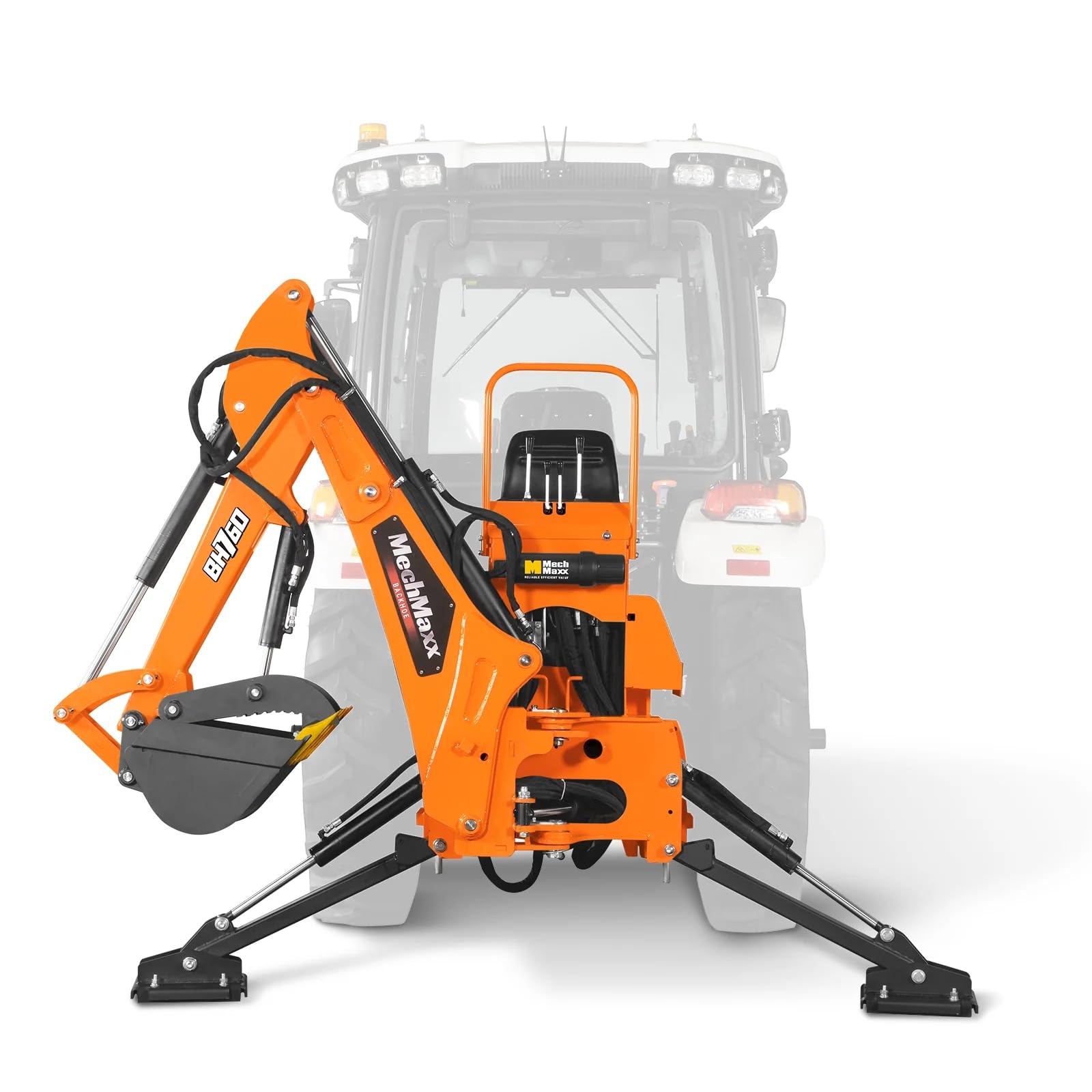 MechMaxx 8' Tractor Backhoe Attachment with Hydraulic Thumb, 15" Bucket ...