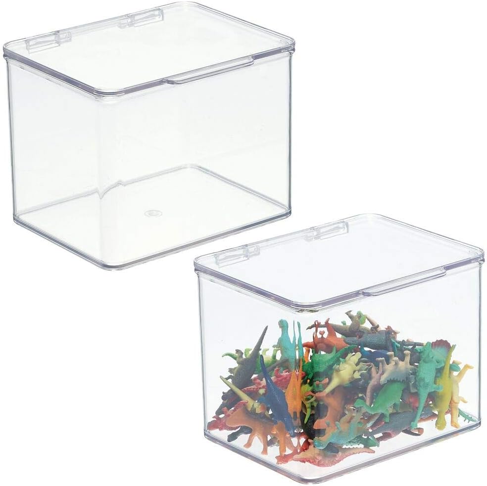 mDesign Children’s Toy Box – Small Stackable Storage Container with ...