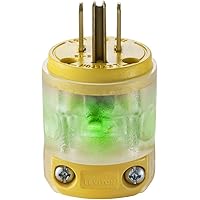 Leviton 515PV-LIT Grounding Lighted Plug End Replacement, 125V, 15A, 2P ...