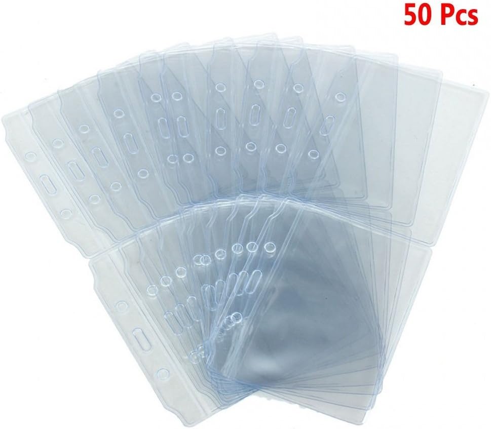 SUNREEK 50 Pcs Clear Plastic Horizontal Name Tag Badge ID Card Holders ...