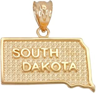 Amazon.com: South Dakota SD State Map Charm Pendant in 14k Yellow Gold ...