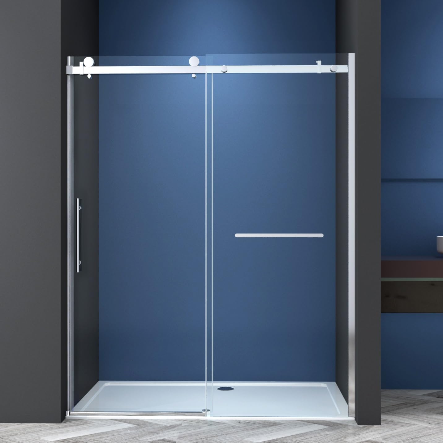 MELLCOM Shower Door, 60-60.8" W x 76" H Frameless Tempered Glass ...
