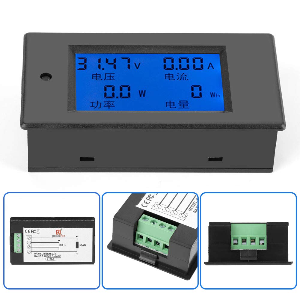 PEACEFAIR PZEM-031 DC 6.5-100V LCD Digital Electric Power Energy ...