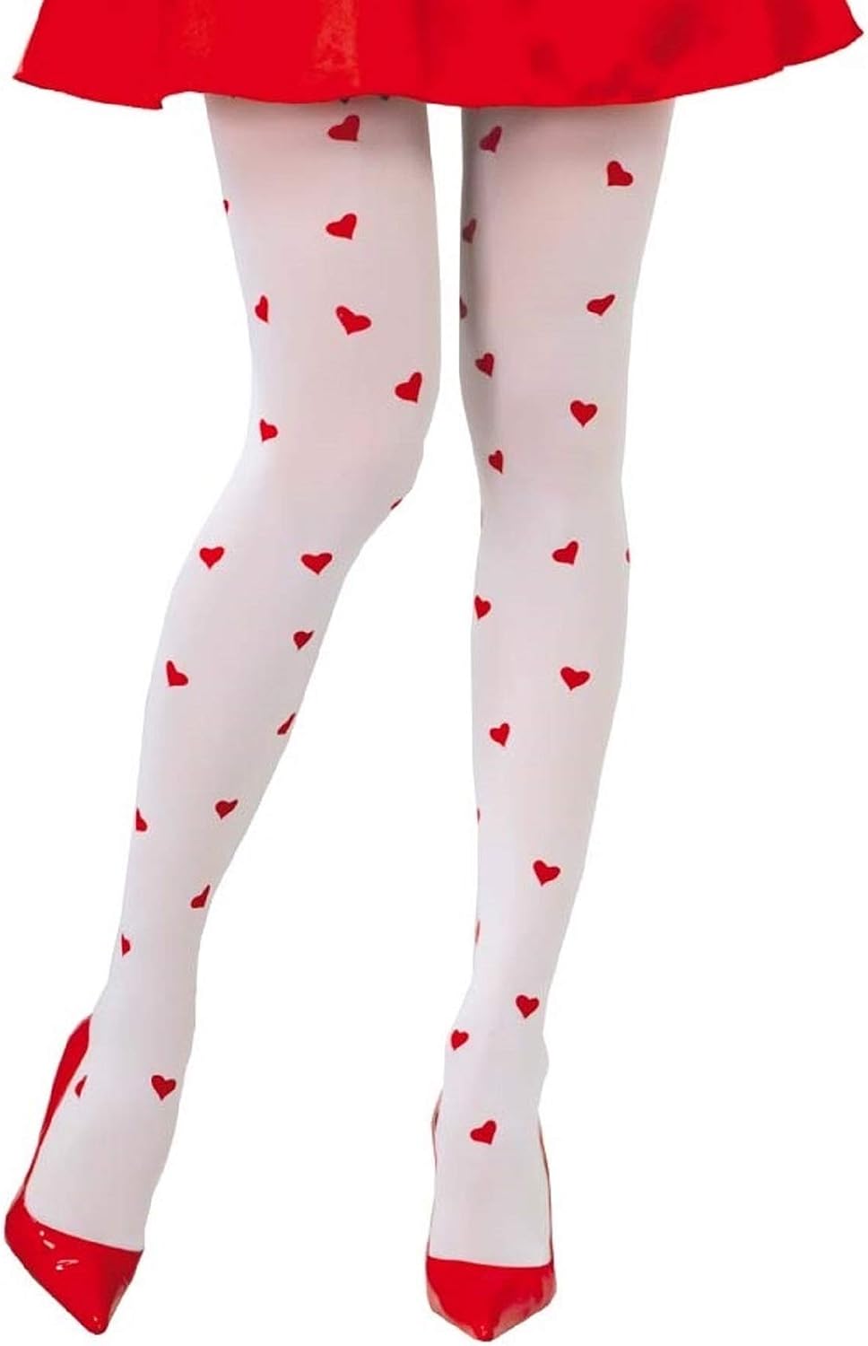 Ladies White & Red Queen of Hearts Heart Print Fancy Dress Costume ...