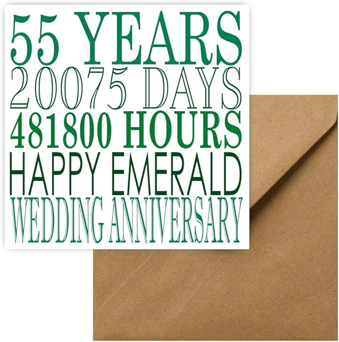 55th Wedding Anniversary Card 55 Anniversary Card Emerald 