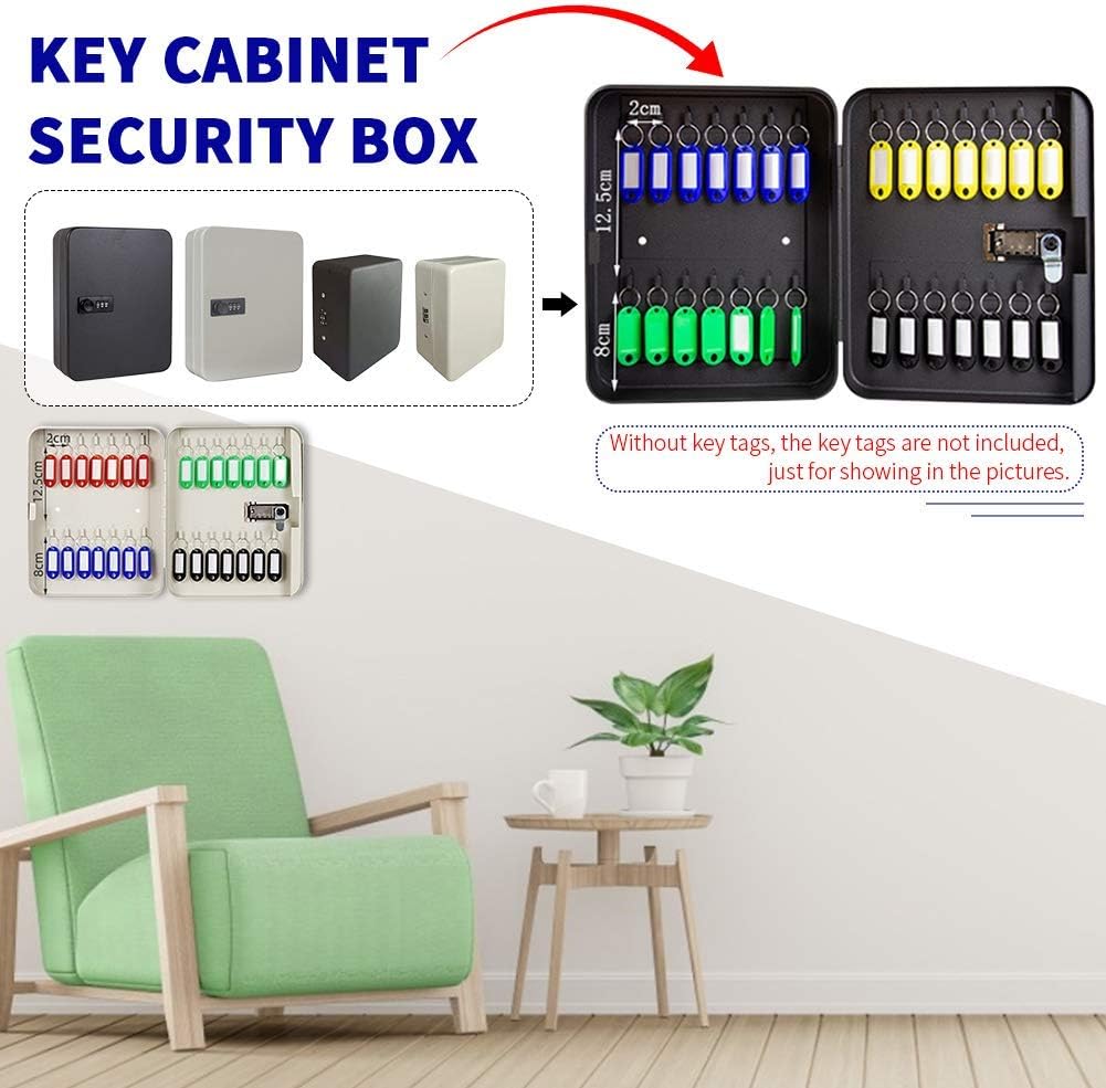 POHOVE Key Cabinet Security Box Wall Mounted Portable Durable Home ...
