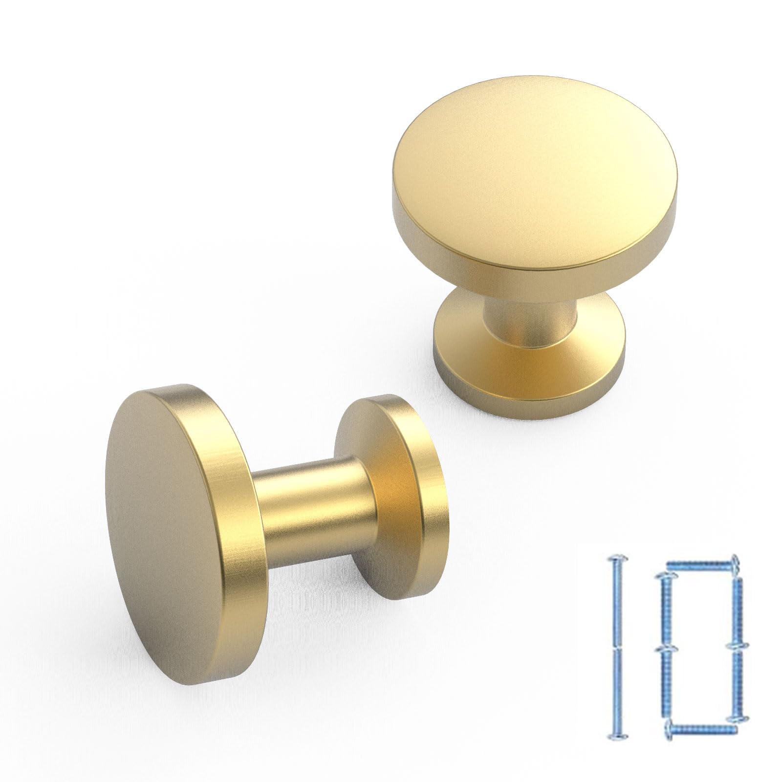 FILTA Brushed Gold Cabinet Knobs,10 Pack Single Hole Cabinet knobs ...