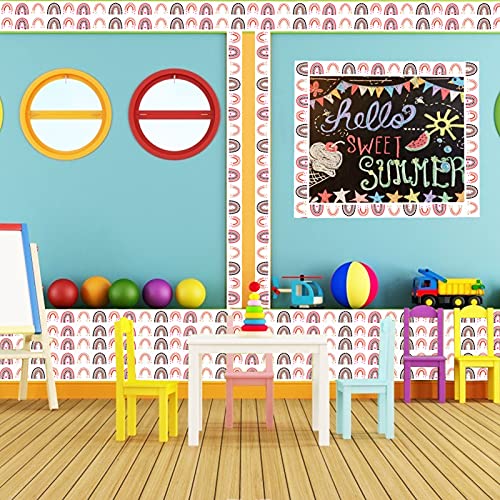 Palksky Classroom Bulletin Board Borders, 66ft Boho Rainbow Borders for ...