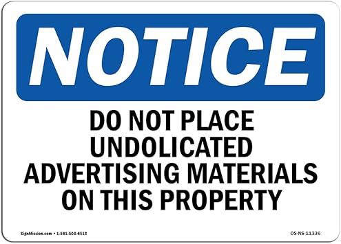 Amazon.com : OSHA Notice Sign - Do Not Place Unsolicited Advertising ...