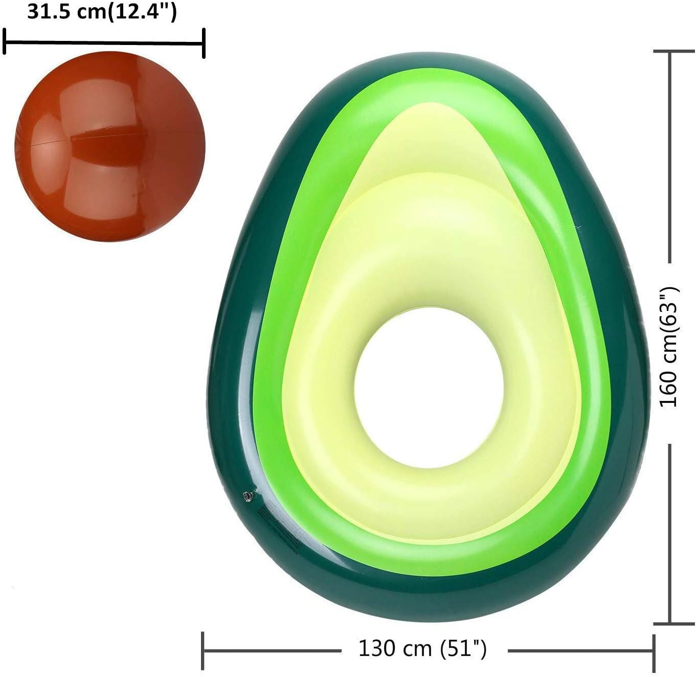 MiiDD Giant Inflatable Pool Float, Avocado Swimming Pool Float Toy ...