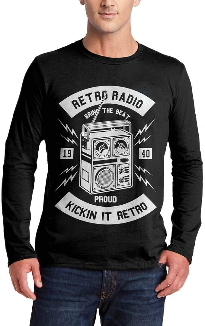 Retro Radio Music Mens Long Sleeve T-Shirt: Amazon.co.uk: Clothing
