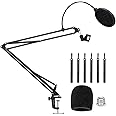 Amazon.com: Amazon Basics Adjustable Microphone Stand, Pop Filter ...