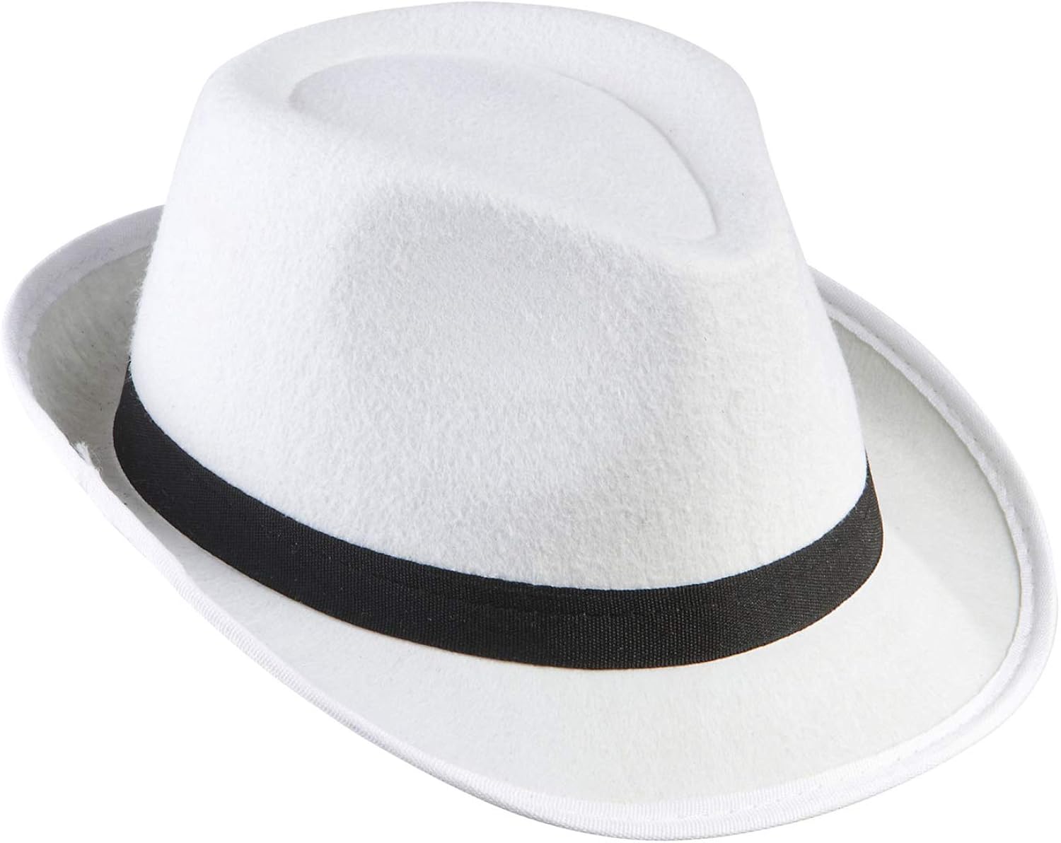WHITE W/BLACK BAND GANGSTER HAT FELT Accessory for 20s 30s Mobster Mob ...