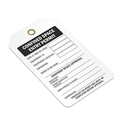 SmartSign Double-Sided Confined Space Entry Permit Tag Checklist | 3. ...