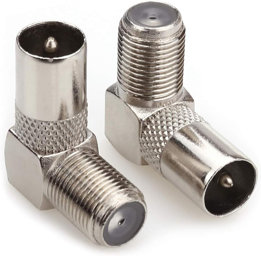 NANYI TV Aerial Male Coax Plug to F Socket 90 Degree Right Angle Angled ...