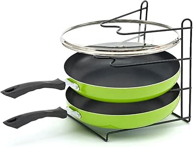 Frying Pan Rack, EZOWare Kitchen Counter and Cabinet Pan Organizer ...