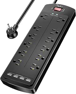Amazon.com: Power Strip , Nuetsa Surge Protector with 12 Outlets and 4 ...
