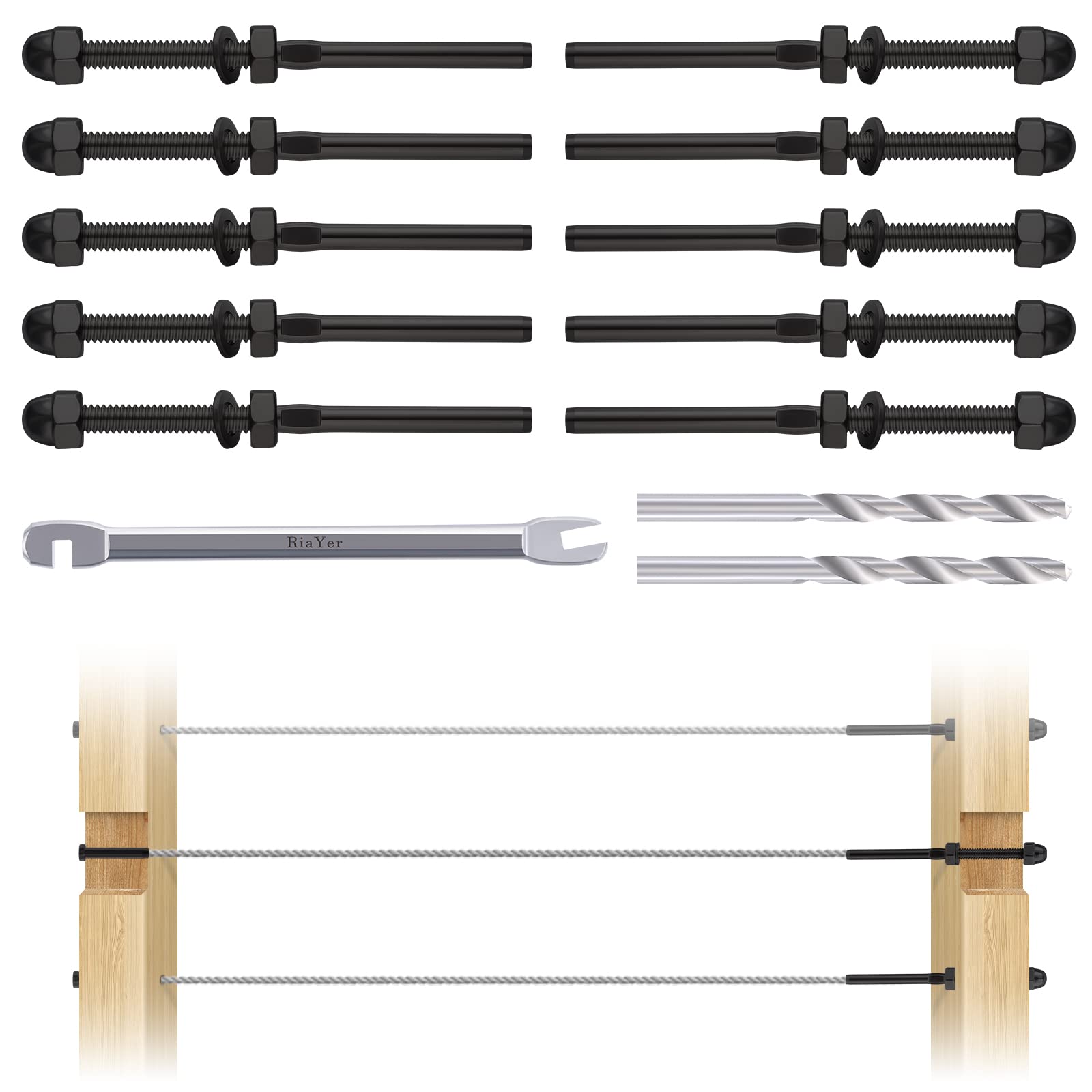 Black Cable Railing Hardware Buy Muzata 20Set Cable Railing Kit 18 ...