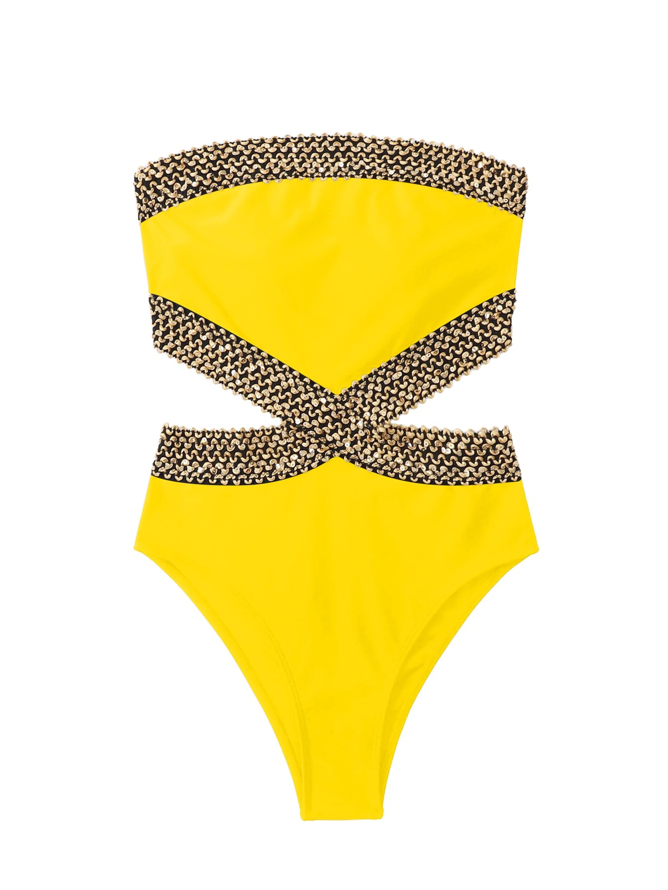 Milumia Women's Stitch Detail Strapless One Piece Swimsuit Cut Out ...