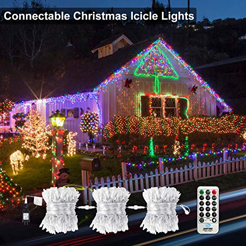Icicle Christmas Lights, 2 in 1 Multicolor & White Color Changing ...