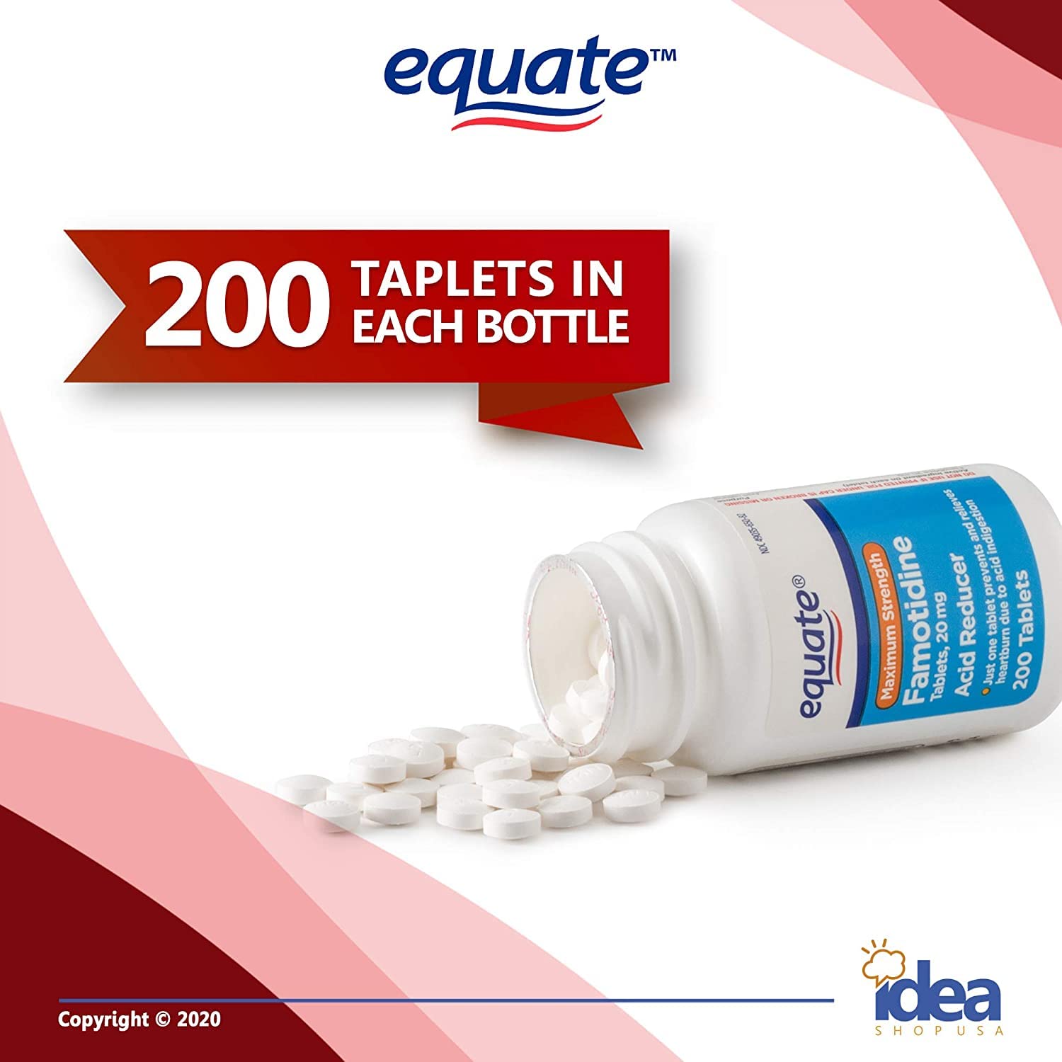Mua Equate Famotidine Tablets, 20 mg, Maximum Strength, Acid Reducer ...