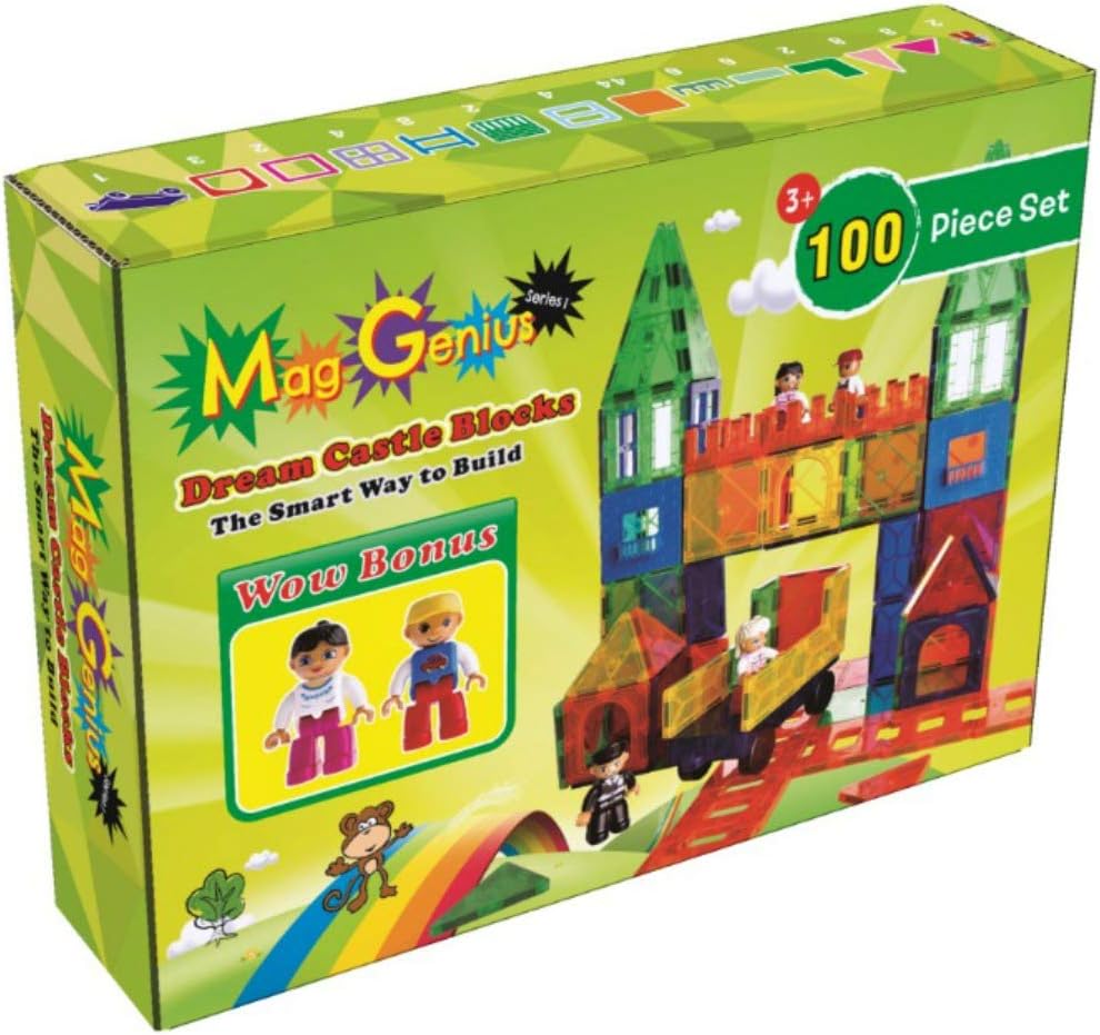 Mag-Genius Magnet Tiles 102 Piece Set Includes All The New Magnet Tiles ...