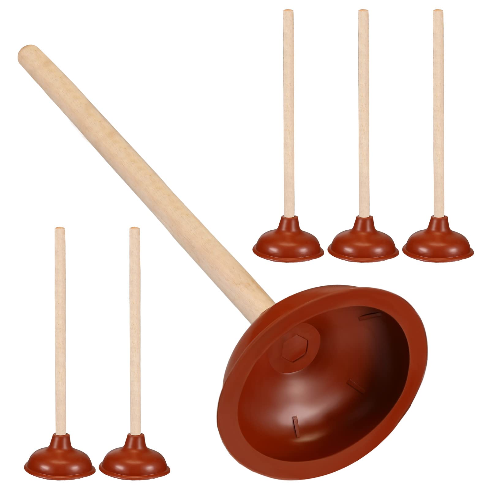 Lallisa Toilet Plungers with 18 Inch Long Wooden Handle Force Suction ...