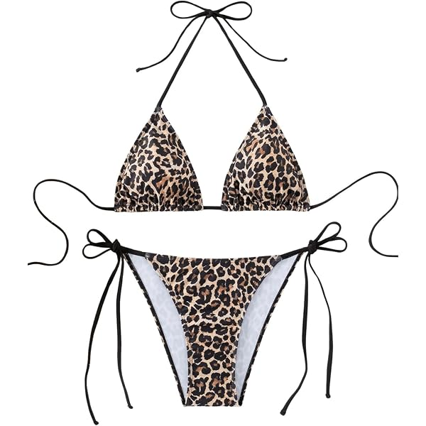 Cheeky Thong Bikini Women's Leopard Print Bikini Set - Cheetah Triangle ...