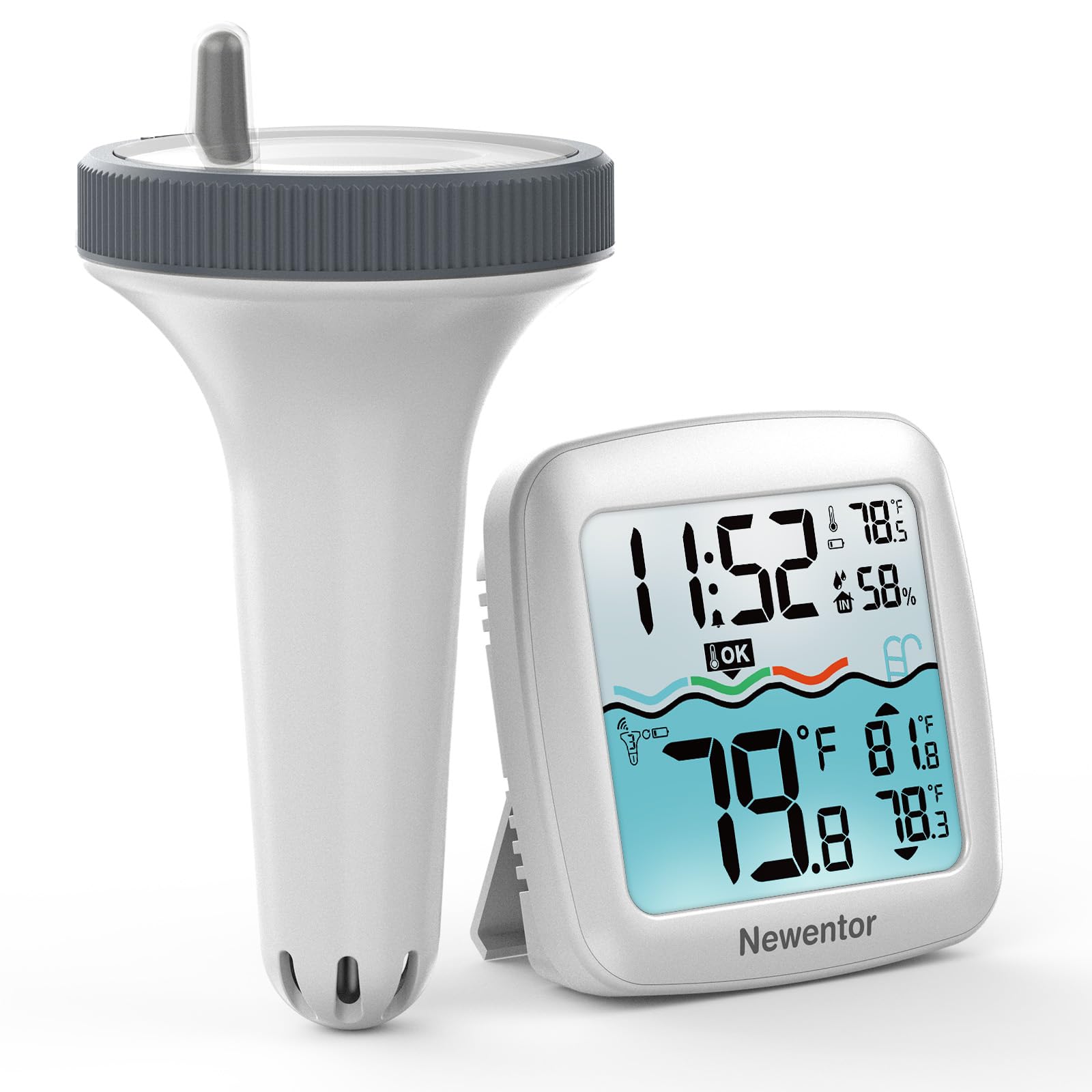 Pool Thermometer Floating Easy Read, Digital IPX8 Swimming Pool ...