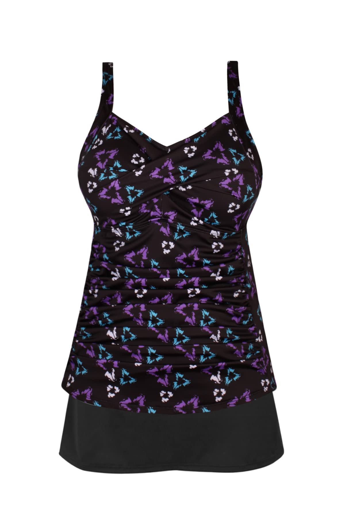 JINXUEER Plus Size Swimwear Floral Tankini Set Ruched Modest Two Piece ...