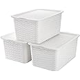 Amazon.com - Dicunoy 3 Pack Lidded Storage Bins with Lids, White ...