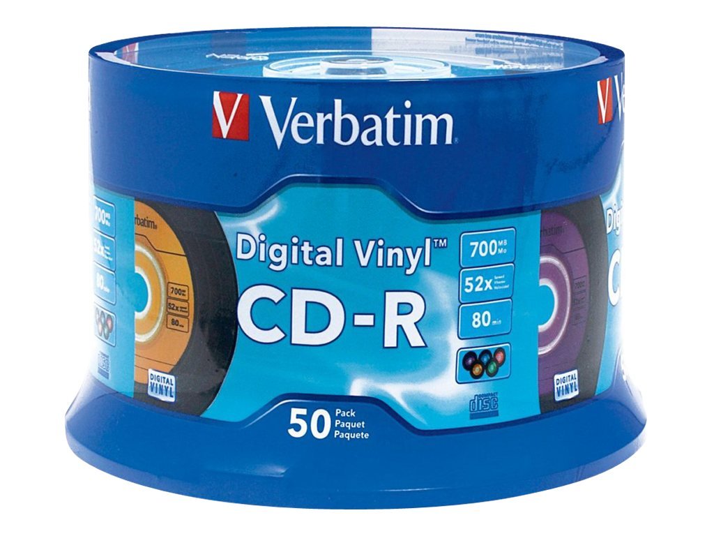 Verbatim CD-R 80min 52X with Digital Vinyl Surface - 50pk Spindle ...