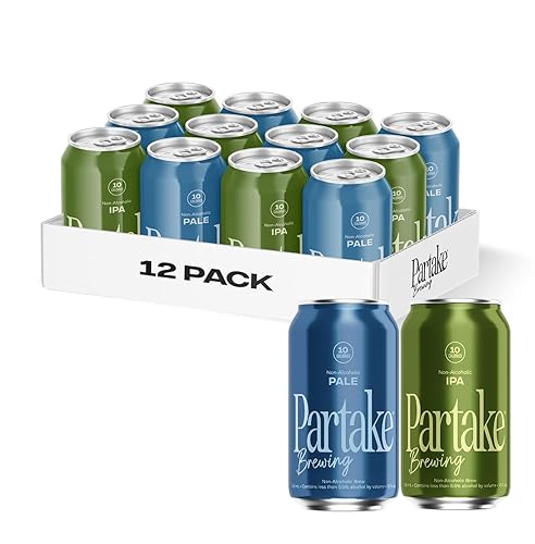 Partake Brewing Craft Non-Alcoholic Beer, IPA & Pale Variety Pack 12 ...