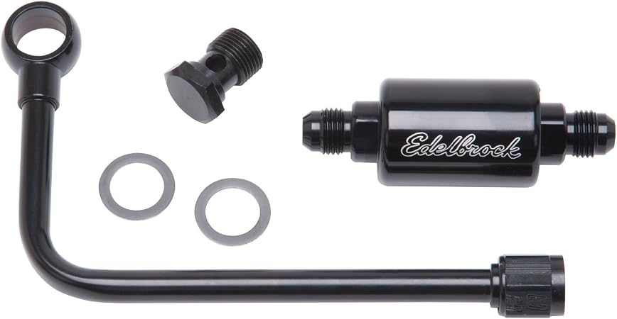 Edelbrock 8126 Performer Carb Fuel Line Kit 3/8 Inch Hose Barb Inlet