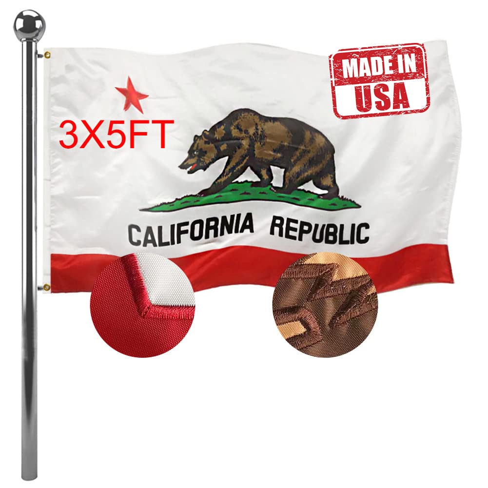 Jayus Embroidery California Republic Sates Flags 3x5 Outdoor Double ...
