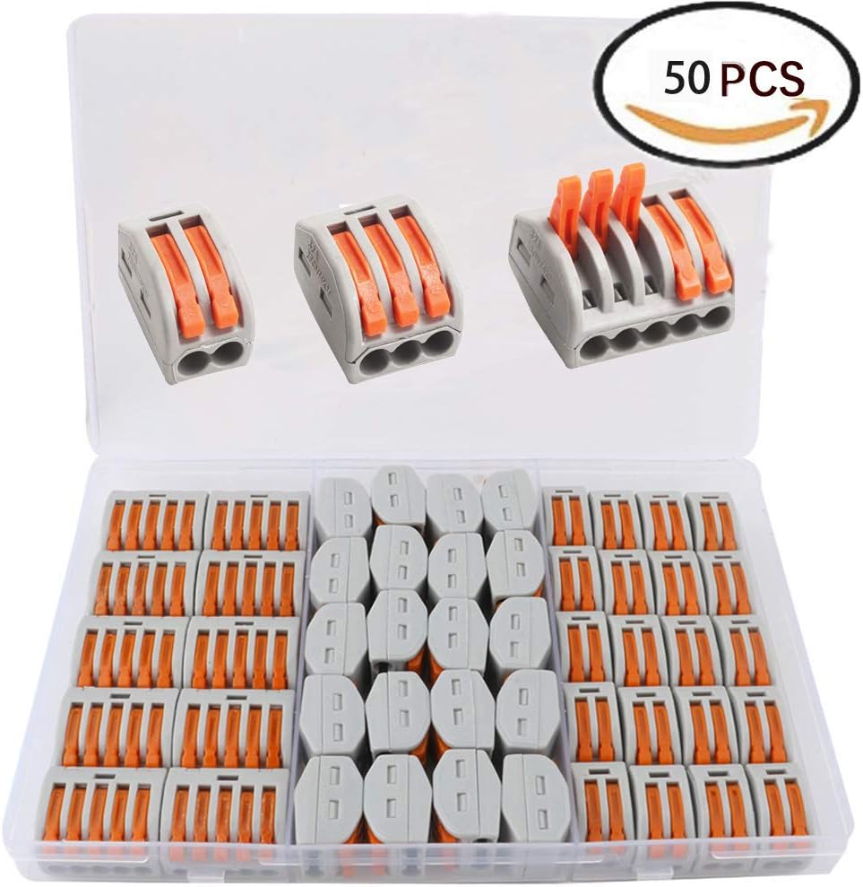 Lever Nut Connector, 50 Pack Conductors Compact Wire Connectors ...