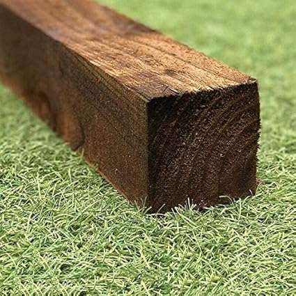 Square wooden post 6ft X 3" pack of 4 fence posts stained treated ...