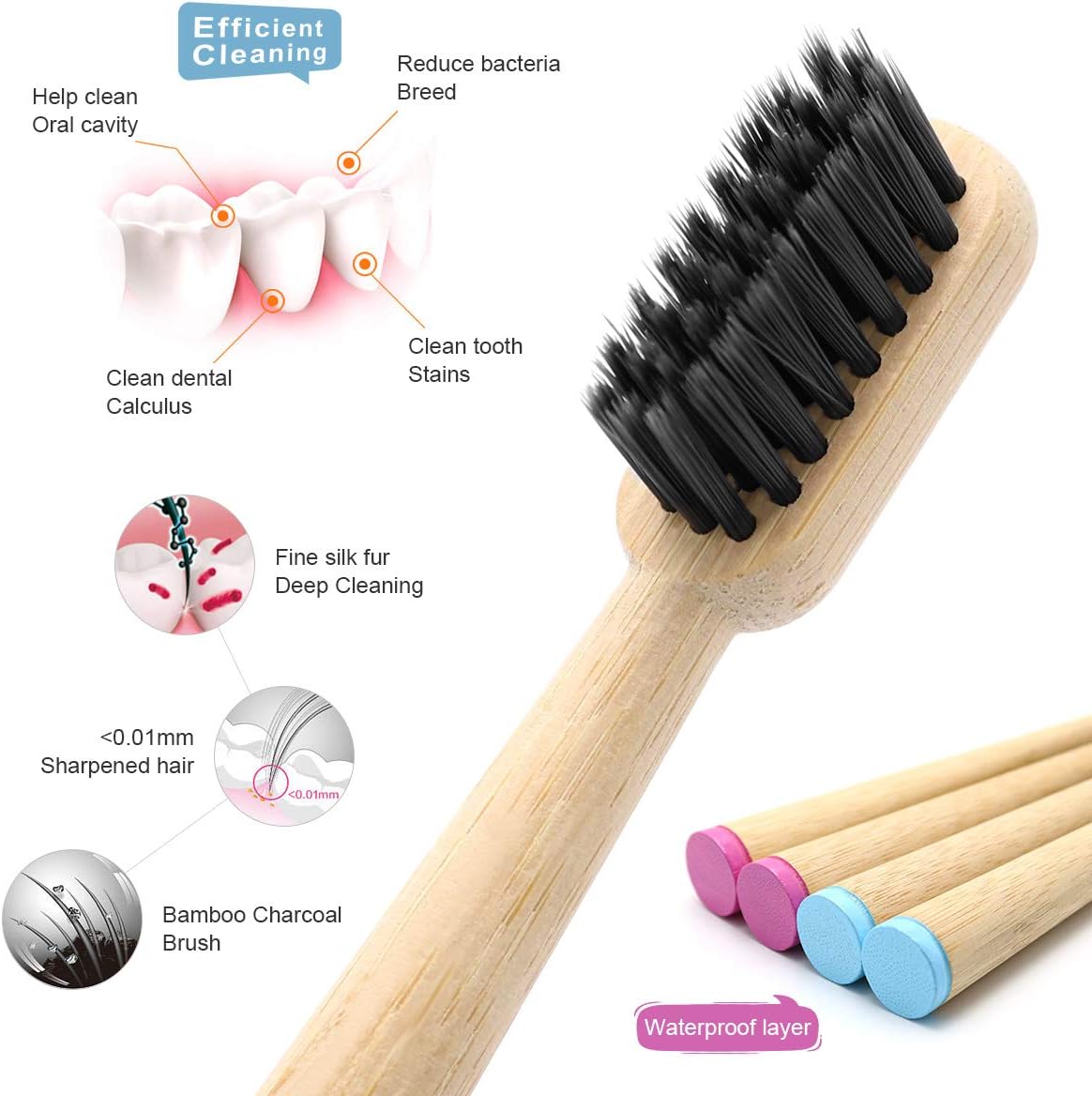 Bamboo toothbrushes 4 Pack, Travel Soft Bamboo Toothbrush Holders ...