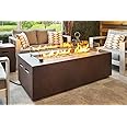 Amazon.com : 60" Rectangular Modern Concrete Fire Pit Table w/Glass Guard and Crystals in Brown ...