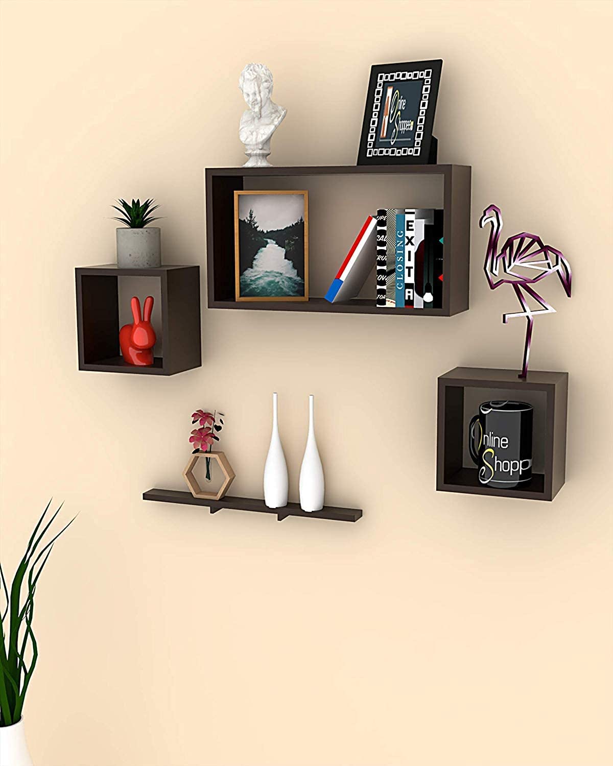 Room diwar Stand Wall Mount Corner Shelf Wooden Display Shelves Storage ...